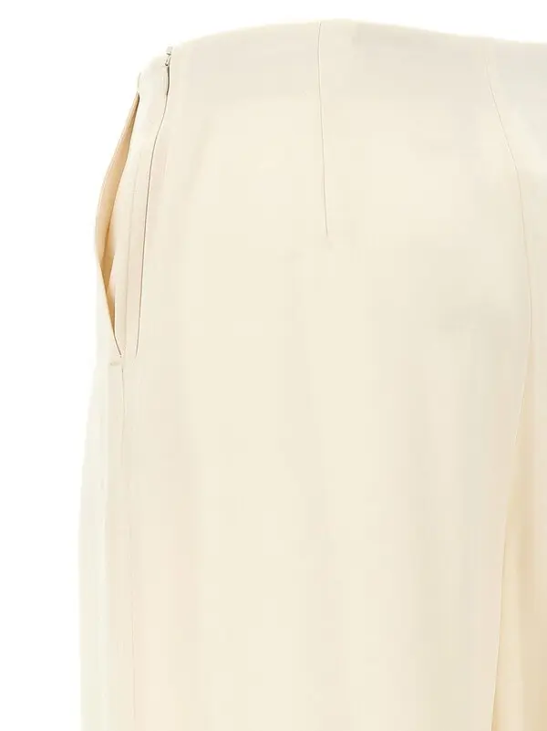 Max Mara Silk Wide Leg Pleated Pants - White