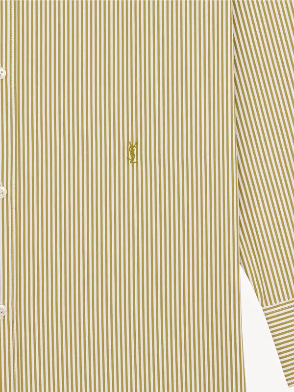 Saint Laurent Striped Cotton Poplin Cassandre Shirt - Green