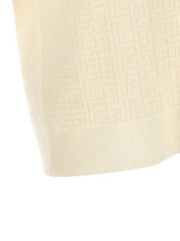 Balmain Monogram Jacquard Polo Shirt - White