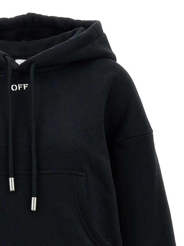 Off-White Off Stamp" Cotton Hoodie With Logo Embroidery - Black
