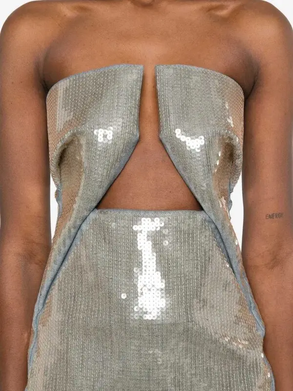 Rick Owens Long Sequin Dress - Blue