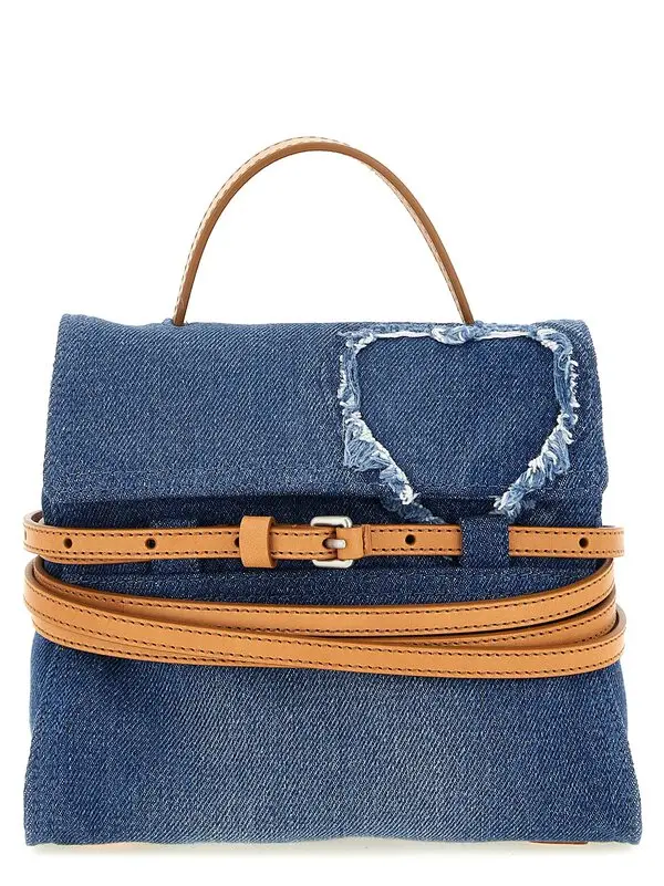 Moschino Tie Me" Denim And Leather Handbag - Blue