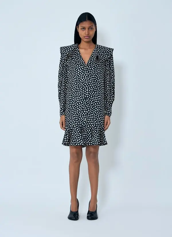 Chloé Polka Dot Silk Mini Dress - Black