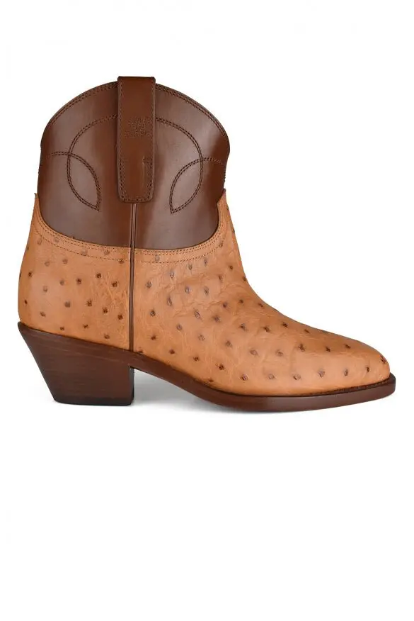 Ralph Lauren Jayme Ostrich Leather Boots - Brown