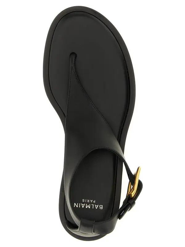 Balmain Anthem" Lambskin Thong Sandals With Logo Buckle