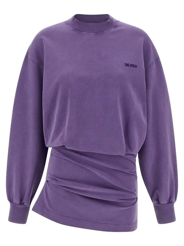 Attico Faded Fleece Sweatshirt Dress - Purple
