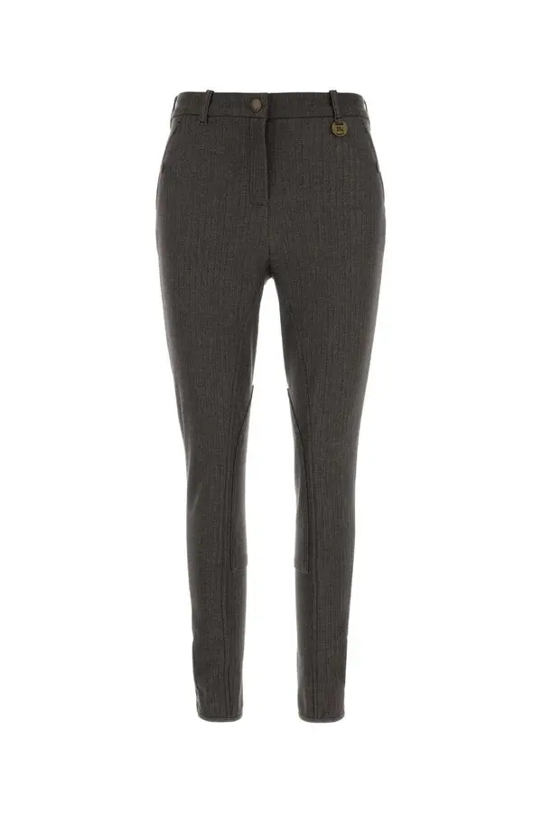 Burberry Embroidered Stretch Cotton Pants - Multicolor