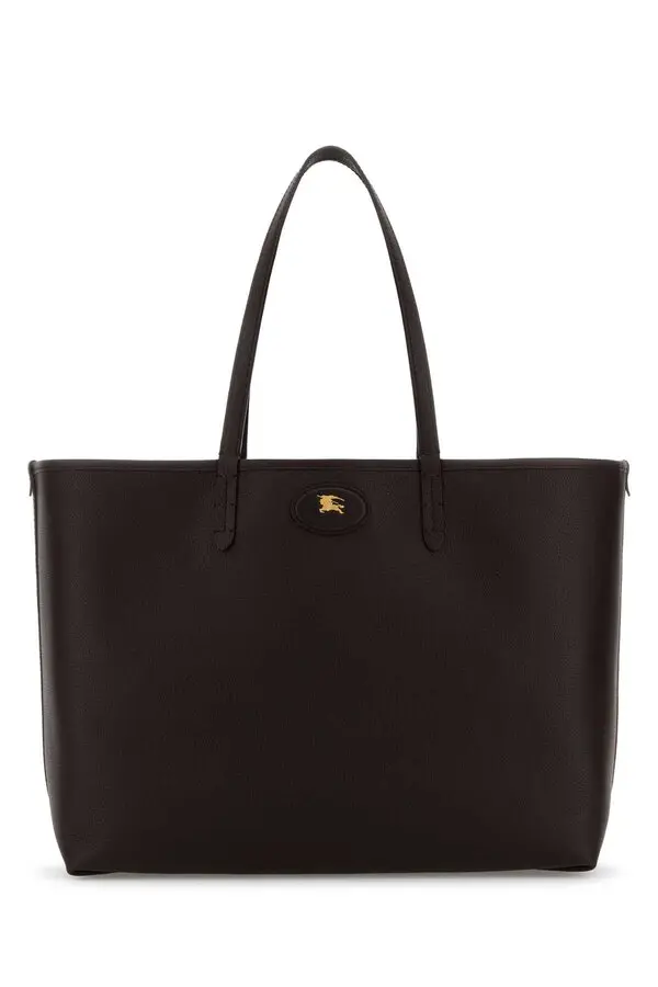 Burberry Dark Leather Reversible Tote - Brown