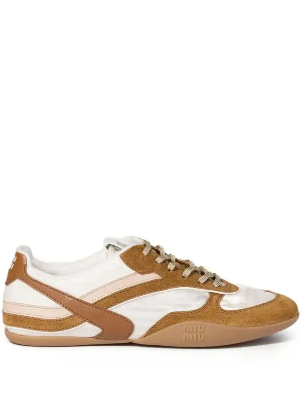 Miu Miu Technical Fabric And Suede Lace-up Sneakers - Multicolor