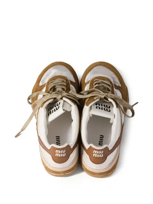 Miu Miu Technical Fabric And Suede Lace-up Sneakers - Multicolor