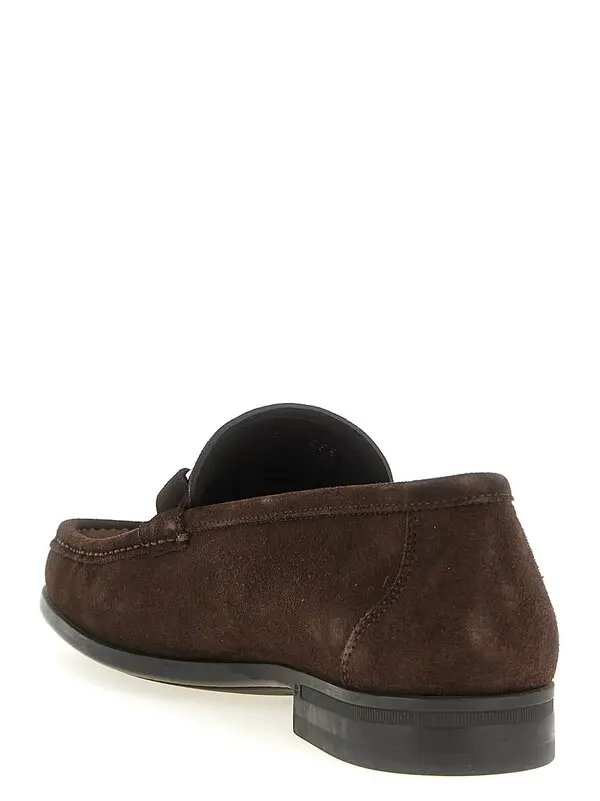FERRAGAMO Grandioso 2 Suede Loafers With Gancini Clasp