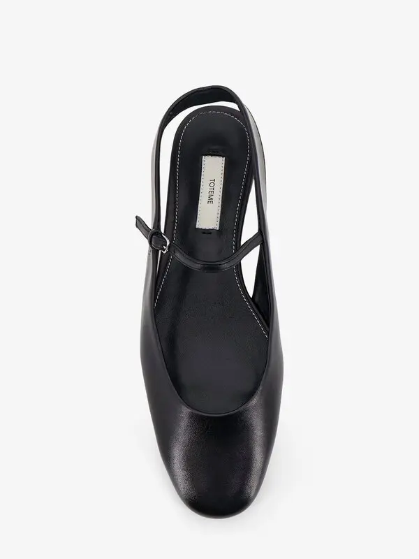 TOTEME Leather Ballerinas With Adjustable Buckle Strap - Black