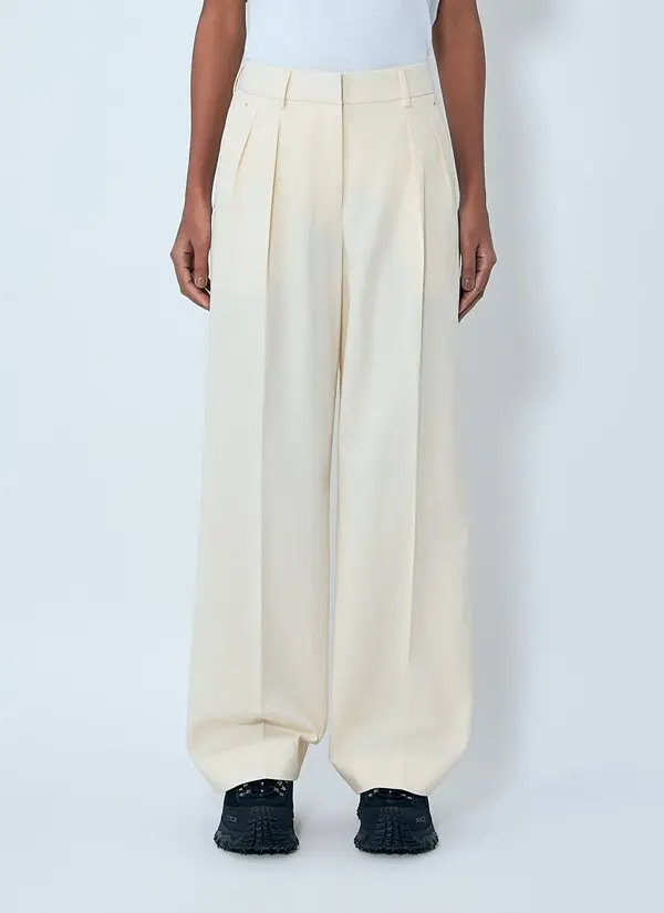 Moncler Cotton Gabardine Wide-leg Tailored Trousers - Multicolor
