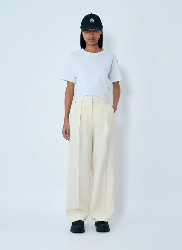 Moncler Cotton Gabardine Wide-leg Tailored Trousers - Multicolor