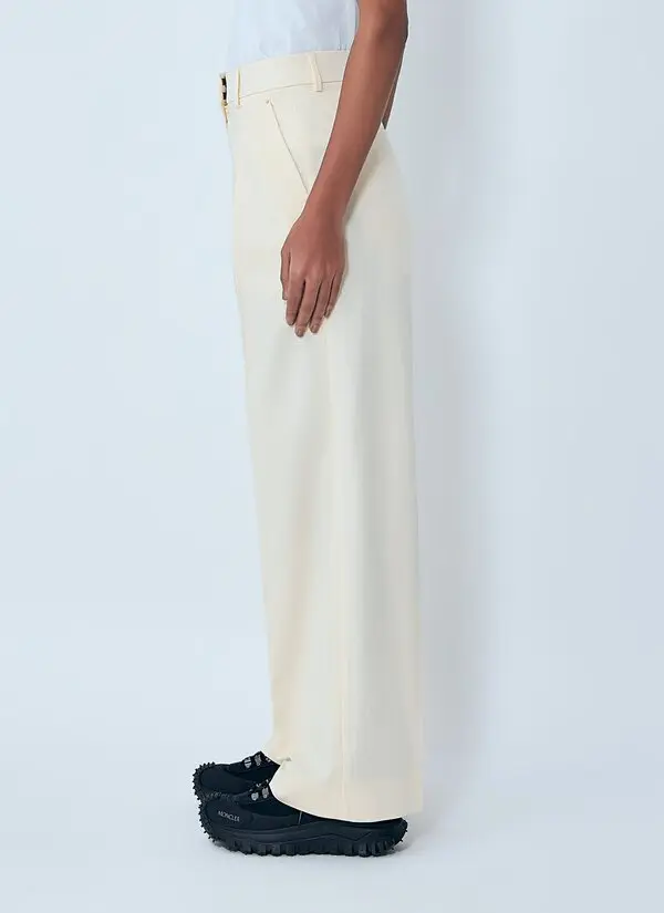 Moncler Cotton Gabardine Wide-leg Tailored Trousers - Multicolor
