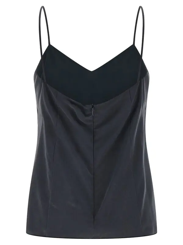 Max Mara Mungia Silk Canvas Sweetheart Neckline Top - Gray
