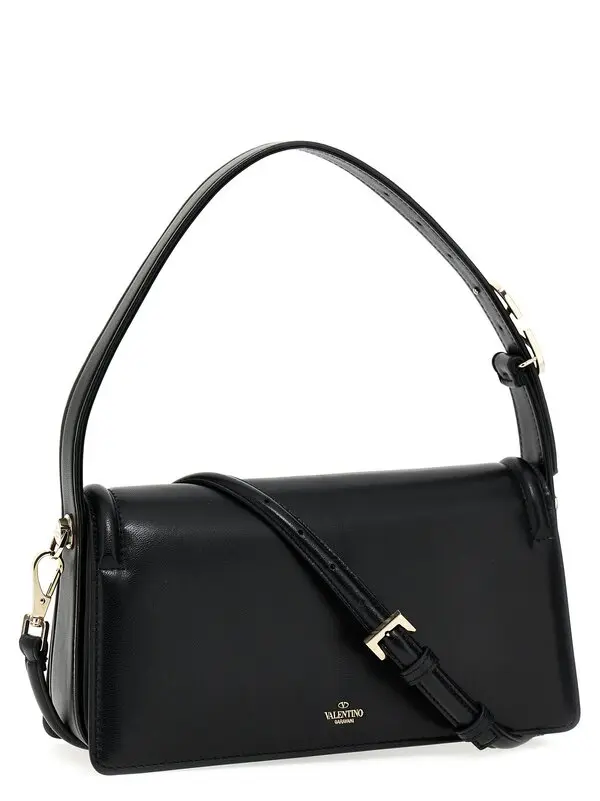 Valentino Garavani Le Grand Deuxième Leather Shoulder Bag - Black