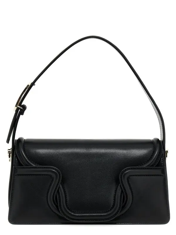 Valentino Garavani Le Grand Deuxième Leather Shoulder Bag - Black