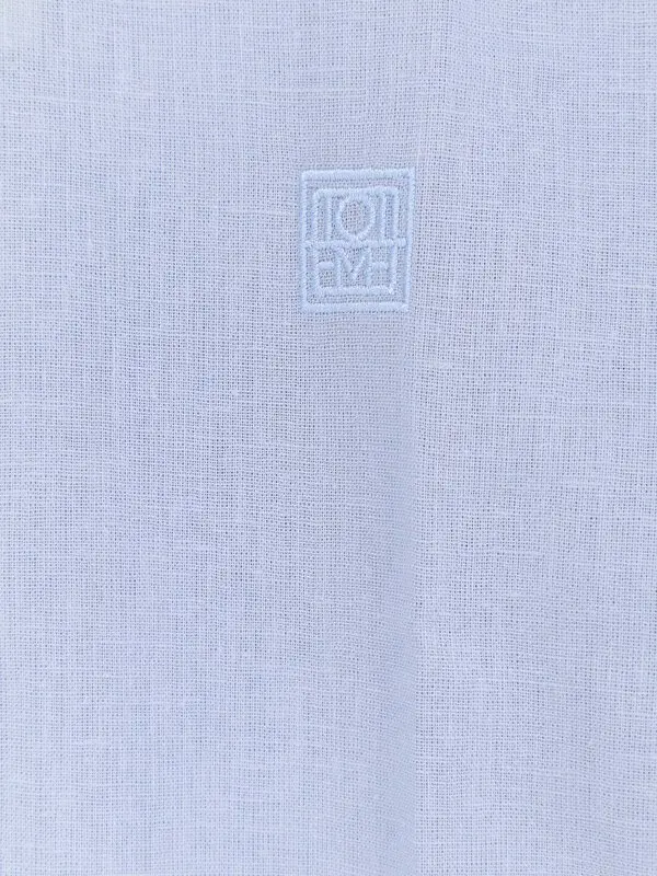 TOTEME Oversized Cotton Linen Shirt - Blue