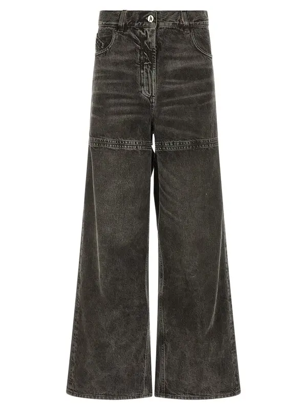 Attico Stonewashed Cut-out Wide Leg Jeans