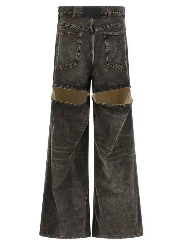 Attico Stonewashed Cut-out Wide Leg Jeans