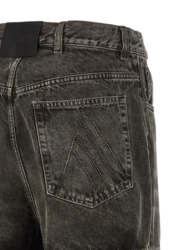 Attico Stonewashed Cut-out Wide Leg Jeans