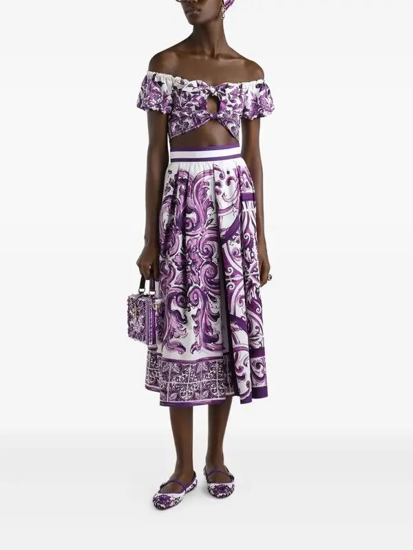 Dolce & Gabbana Majolica Print Off-the-shoulder Blouse