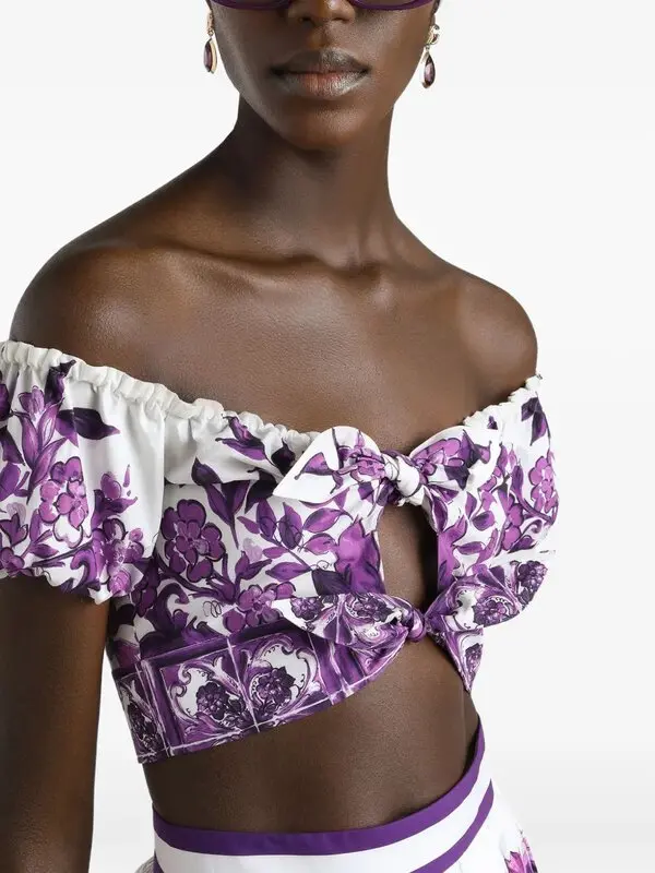 Dolce & Gabbana Majolica Print Off-the-shoulder Blouse
