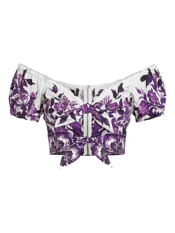 Dolce & Gabbana Majolica Print Off-the-shoulder Blouse - Multicolor