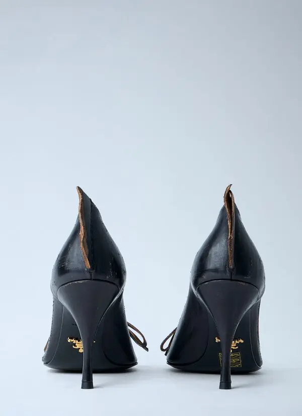 Prada Antiqued Leather Pointed Toe Stiletto Pumps