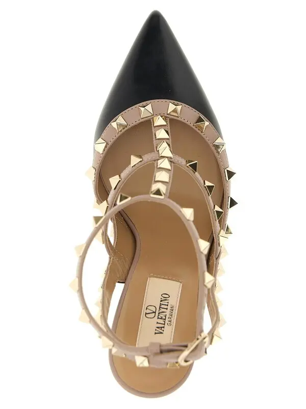 Valentino Garavani Rockstud Pumps With Stud Applications And Adjustable Ankle Straps - Black