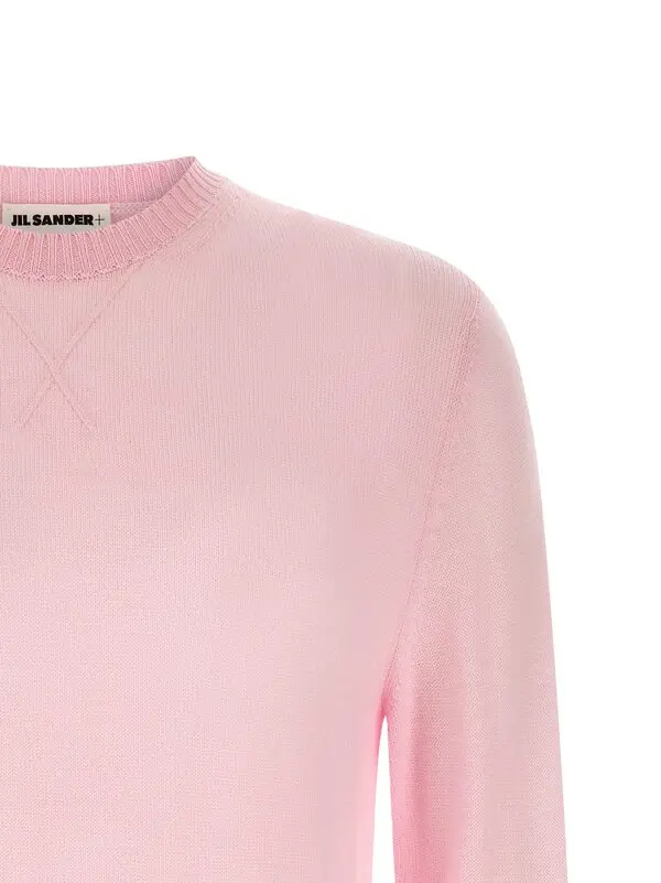JIL SANDER Logo Embroidery Crew Neck Sweater - Pink