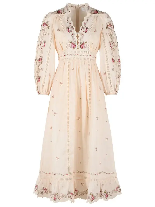 Zimmermann Patience" Long Linen Dress - Cream
