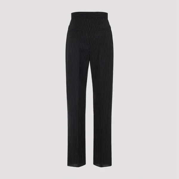 Max Mara Sesamo Pinstriped Virgin Wool Trousers - Black