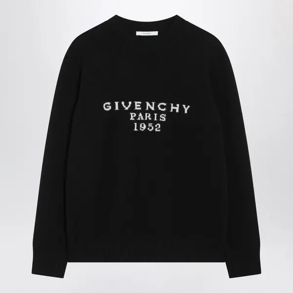 Givenchy Wool And Cashmere Crewneck Sweater With Contrast Logo - Black