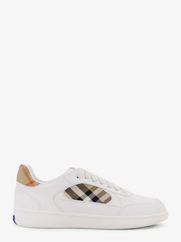Burberry Low-top Leather Sneakers With Check Inserts - Multicolor