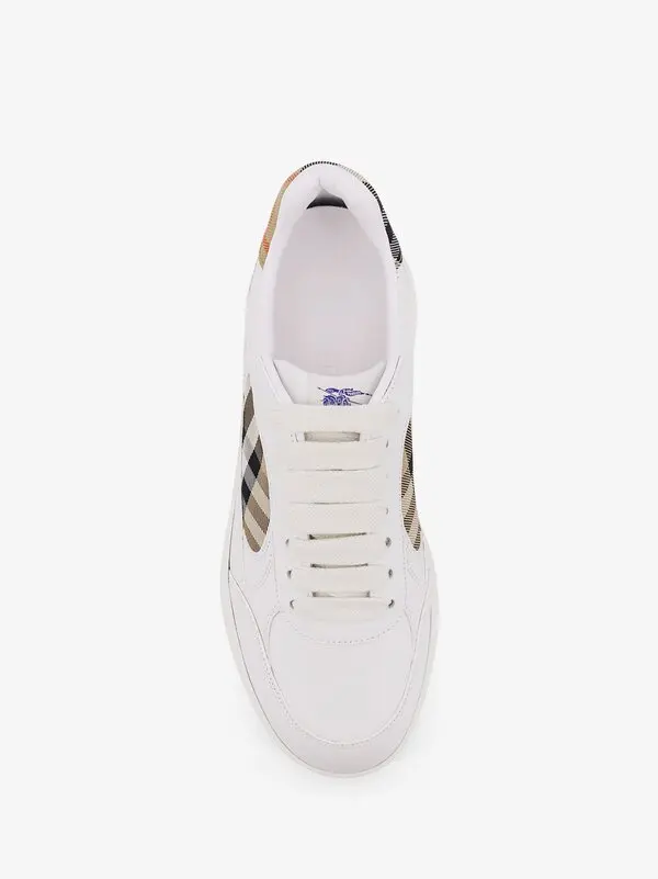 Burberry Low-top Leather Sneakers With Check Inserts - Multicolor