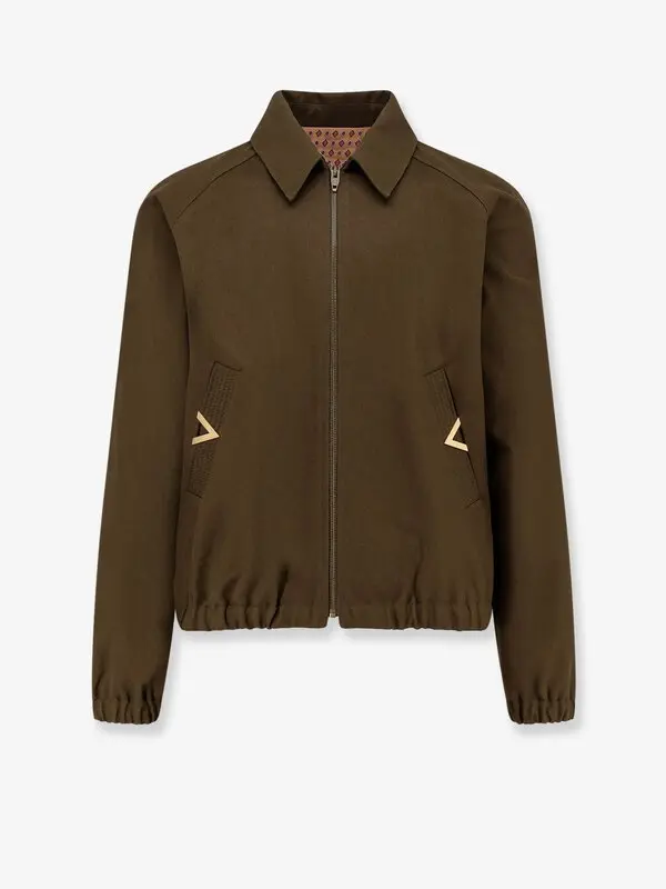 Valentino Garavani Cotton Zip-up Jacket With Vgold Details - Multicolor