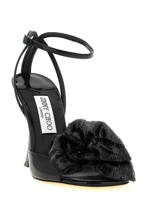 JIMMY CHOO Mimmi Sandals With 3d Flower Detail - Black