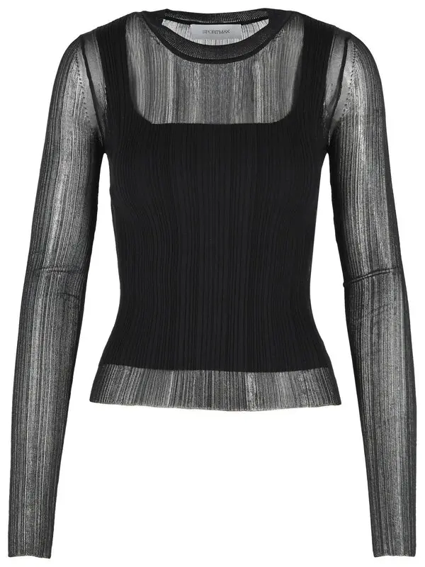 Sportmax Buono" Trompe L'oeil Ribbed Sweater - Black