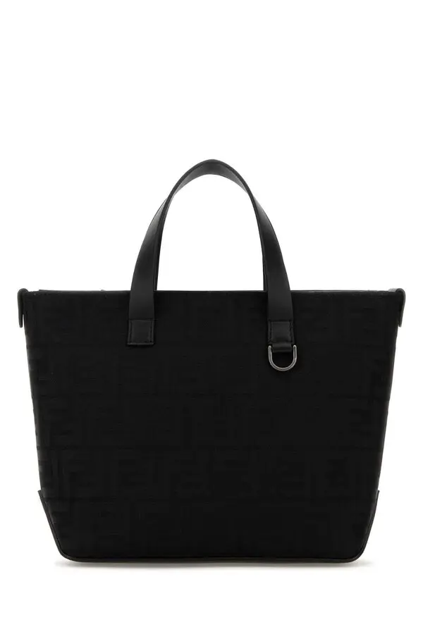 Fendi Canvas Handbag With Silver Tone Finishing