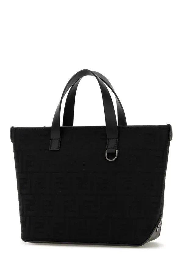Fendi Canvas Handbag With Silver Tone Finishing