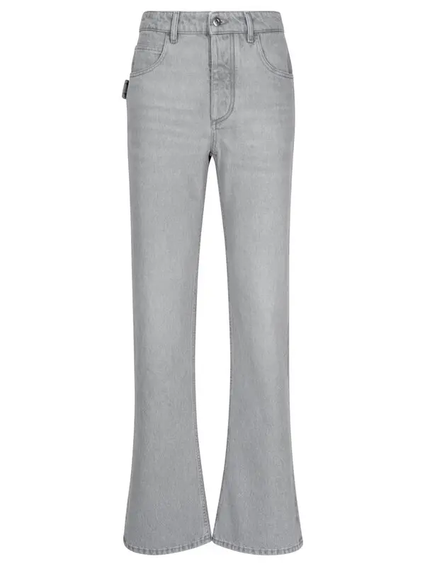Bottega Veneta Light Grey Washed Denim Flared Jeans