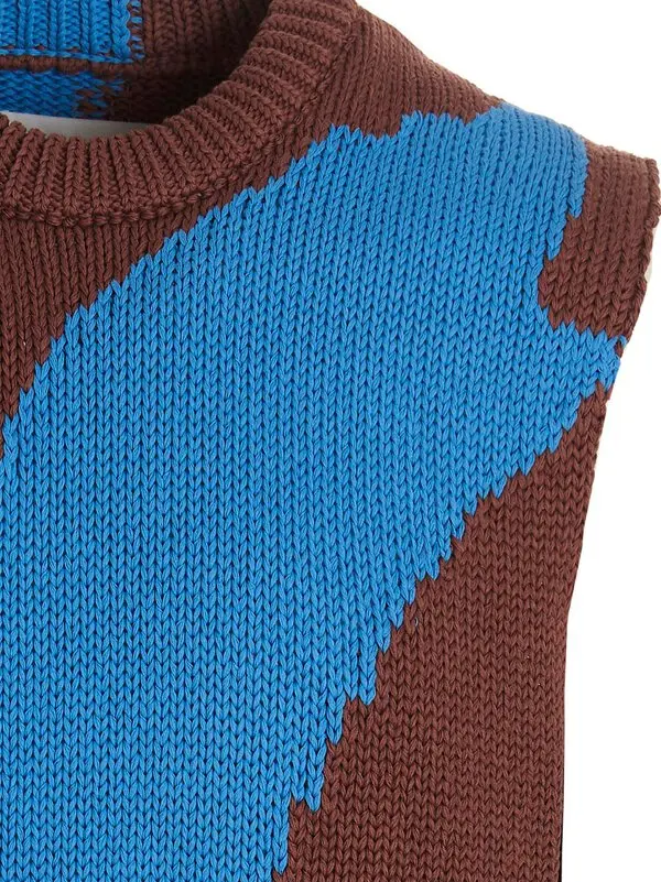JIL SANDER Colorblock Cotton Knit Vest