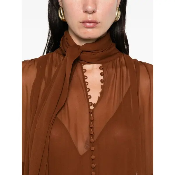 Saint Laurent Sheer Long Sleeve Mini Dress