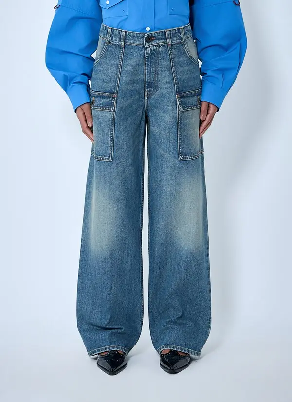 Miu Miu Wide-leg Cargo Denim Jeans