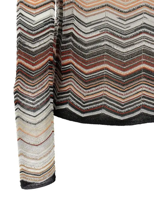 Missoni Chevron Lamé Cardigan With Sequins