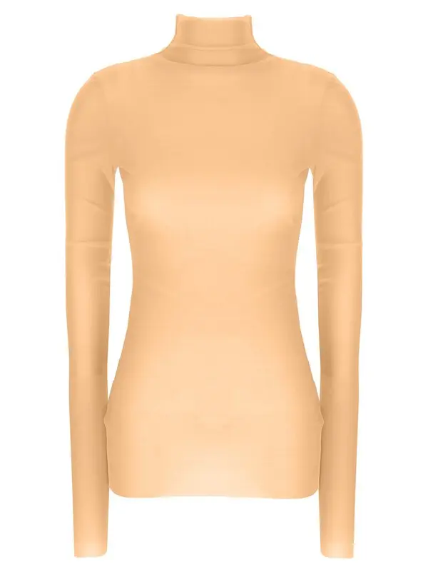 JIL SANDER Silk Turtleneck Top With Laser-cut Hem - Pink