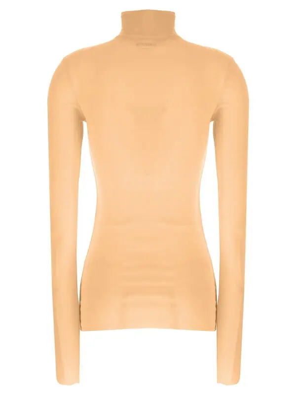 JIL SANDER Silk Turtleneck Top With Laser-cut Hem