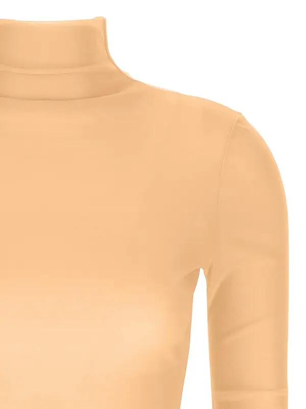 JIL SANDER Silk Turtleneck Top With Laser-cut Hem